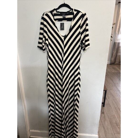Ashley Stewart | Dresses | Ashley Stewart Stripes Blackandwhite Maxi ...